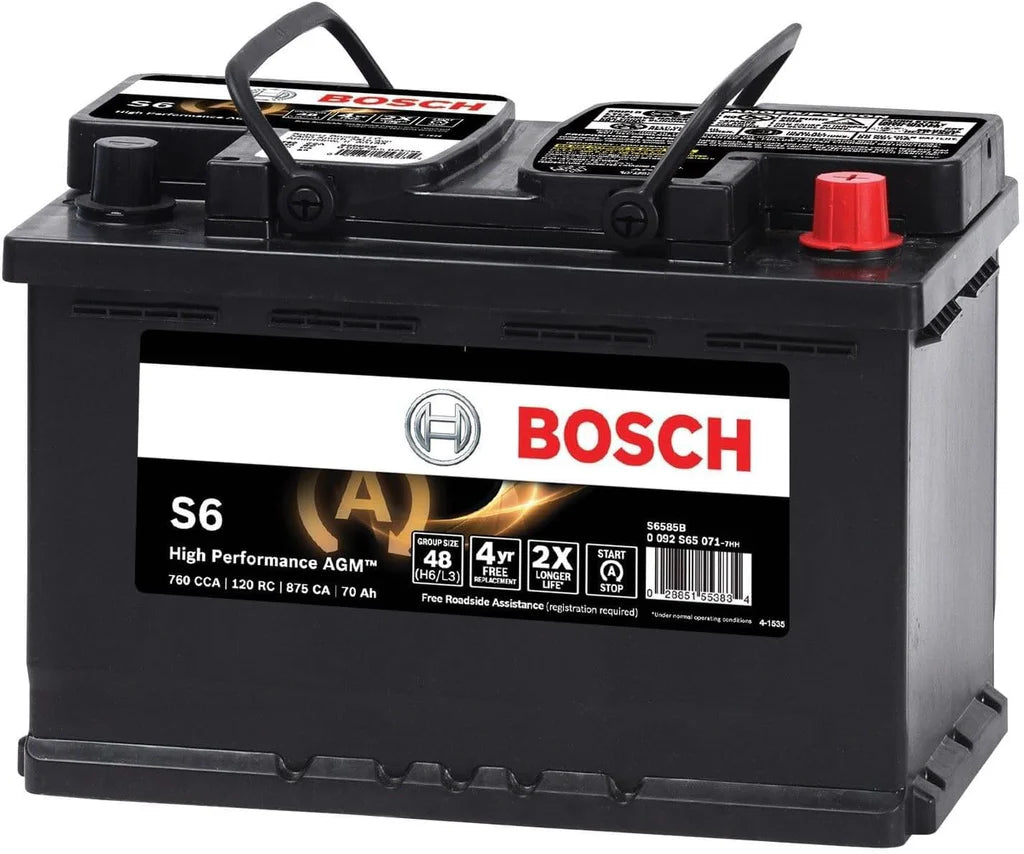 BOSCH S6585B S6 Flat Plate AGM Battery - Group 48 (H6/L3)
